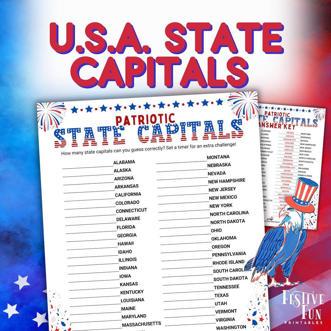 United States Capital Race, Patriotic American Geography Trivia ...