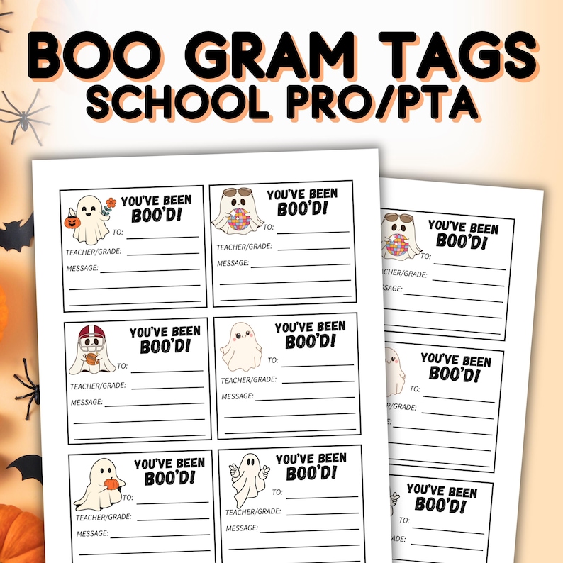 Boo Gram Treat Tags for School PTA or PTO Fundraiser, Printable Boo ...