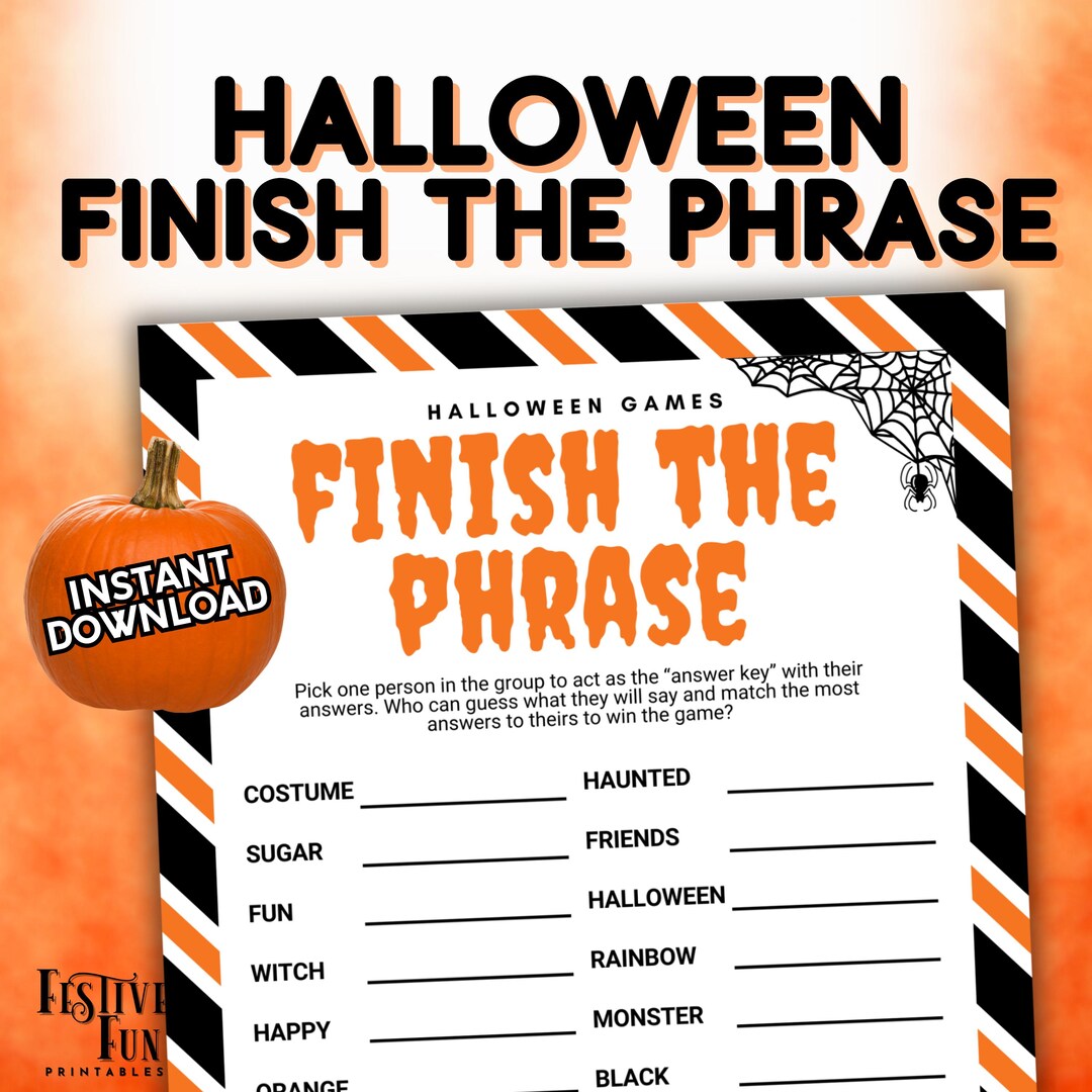 Halloween Finish the Phrase, Complete the Thought Printable Word Game ...