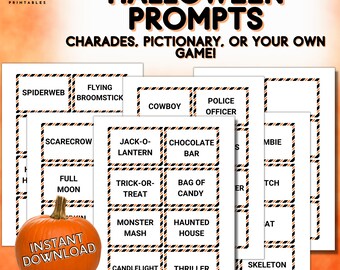 Halloween Charades or Draw It Cards Printable Party Game - Etsy