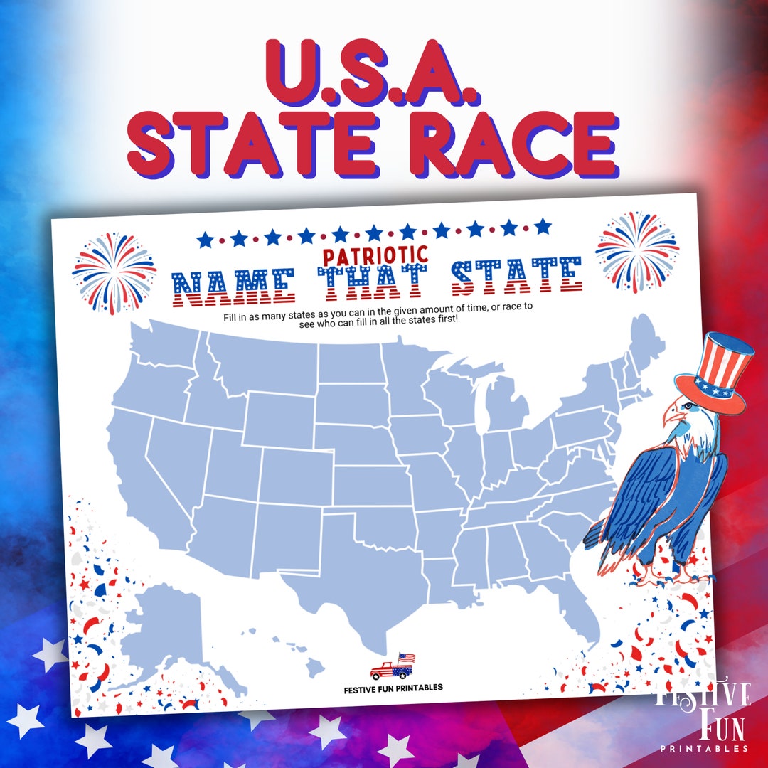 United States Map Geography Race, Fill in the Blank USA Game, Name 50 ...
