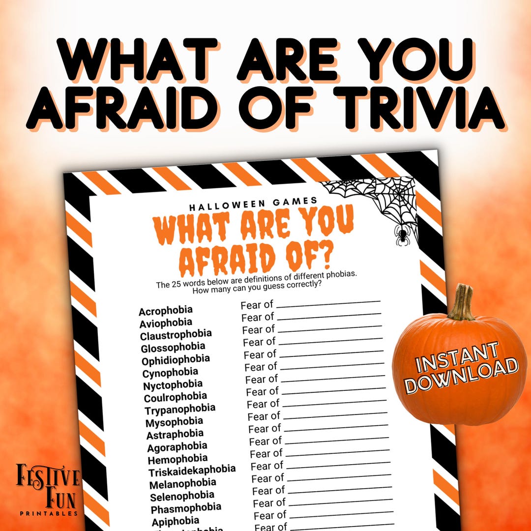 Guess the Phobia Halloween Trivia Game, Hard What Are You Afraid of ...