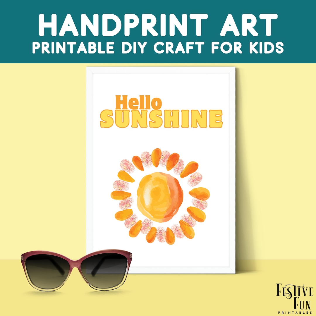 Hello Sunshine Handprint Crafts for Kids, Spring or Summer Printable ...