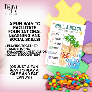 Roll-a-beach Candy Dice Game, Easy Summer Party Game for Kids, Roll a ...