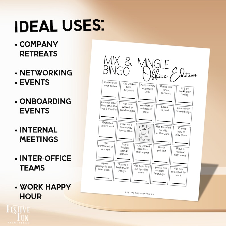 Coworker Bingo Office Icebreaker Game - Printable Team Building Find ...