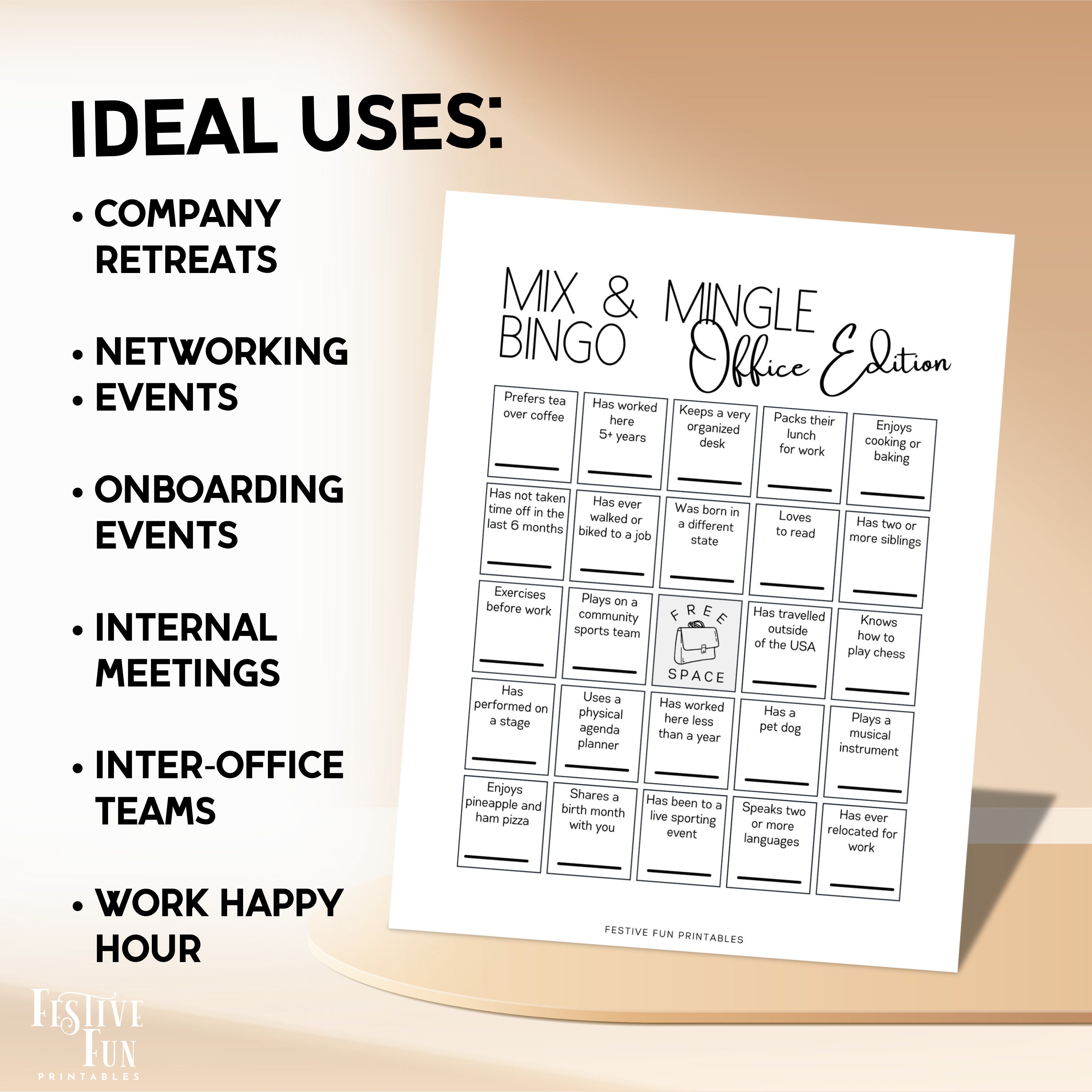 Coworker Bingo Office Icebreaker Game - Printable Team Building Find ...