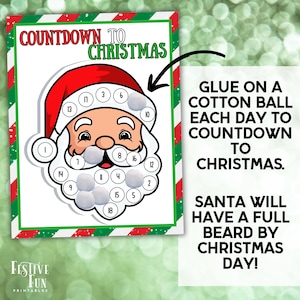 Santa Advent Calendar, Printable Countdown to Christmas Activity for ...