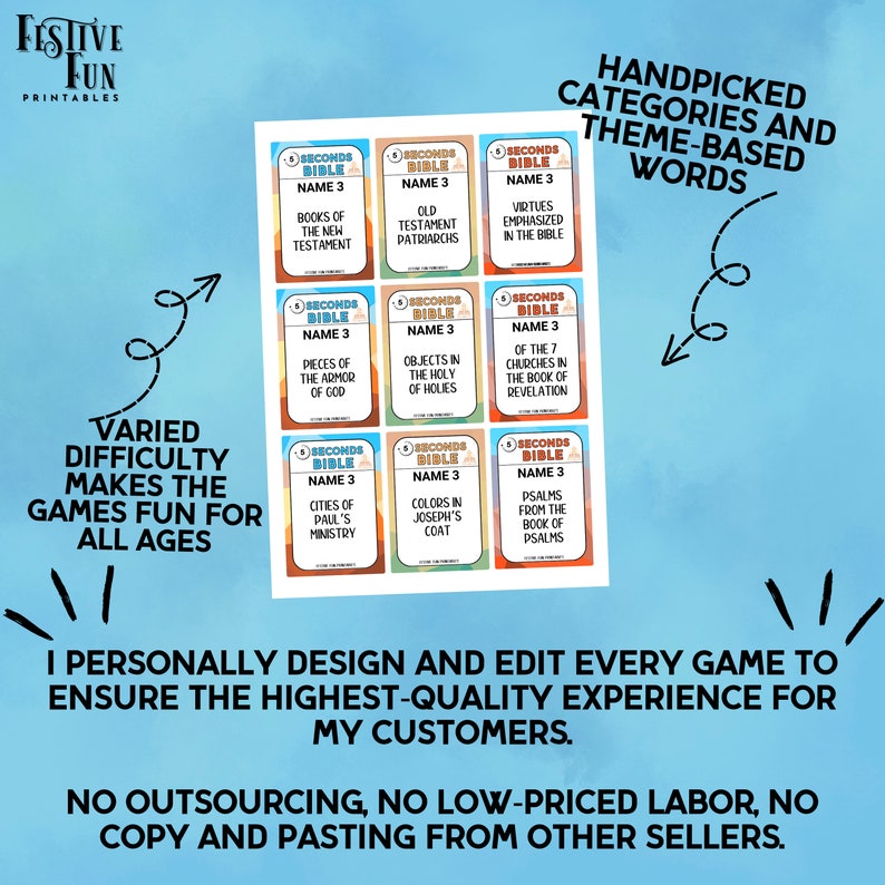 Bible 5 Second Game Printable Game for All Ages, Instant Download Game ...