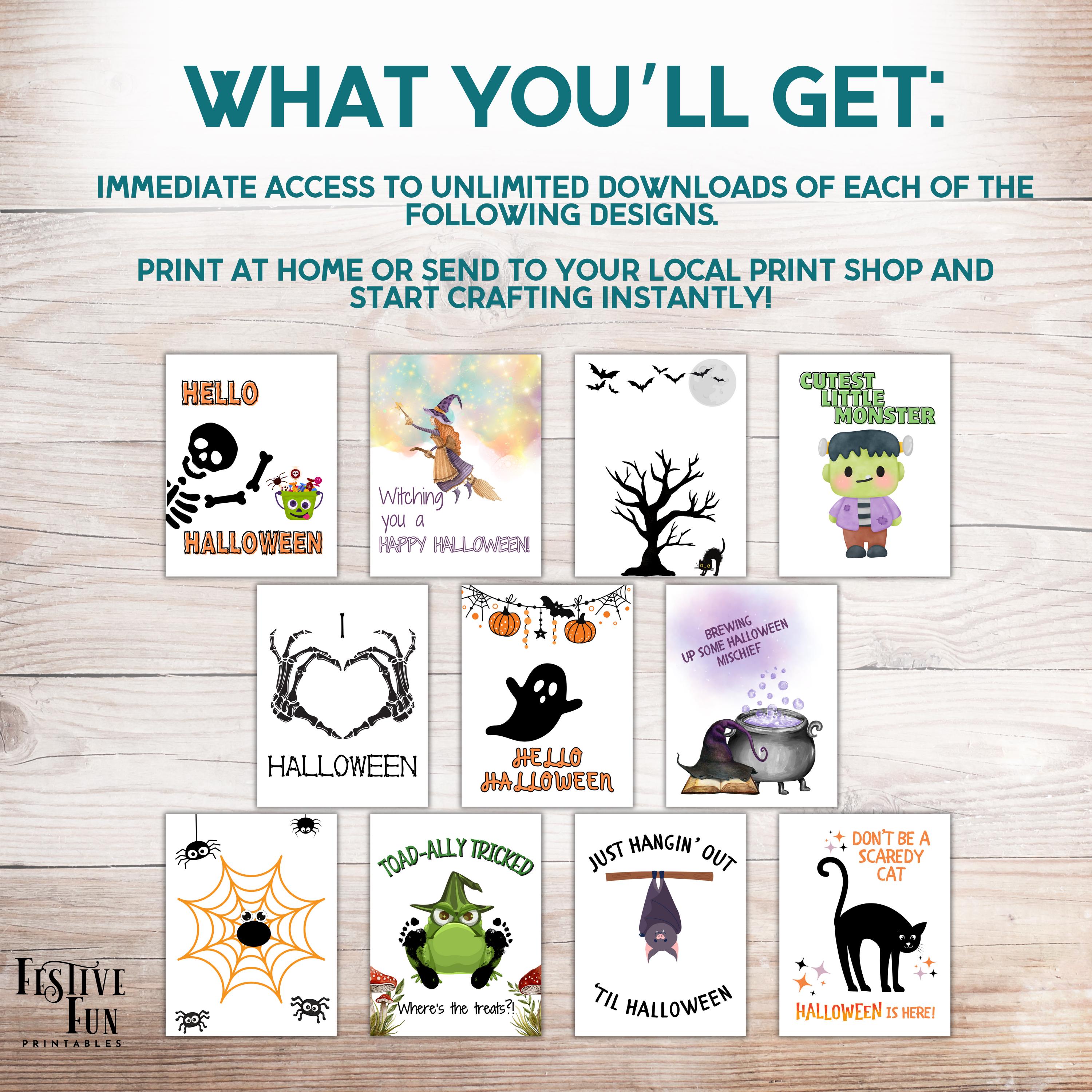 Halloween Handprint Crafts for Kids, Printable DIY Fingerprint Art ...