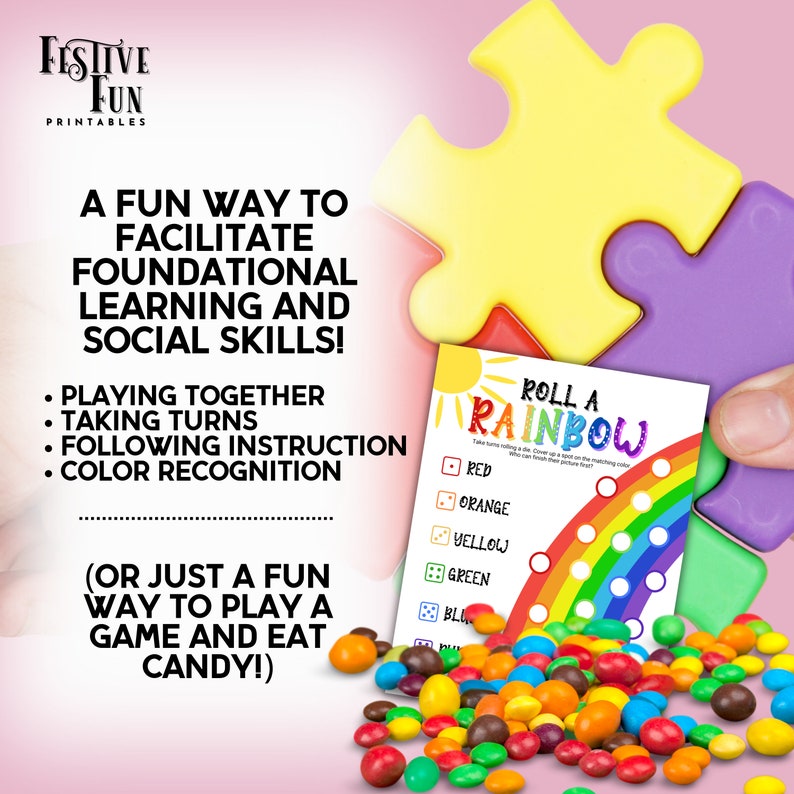 Roll-a-rainbow Candy Dice Game, Fun Activity to Learn Colors, Class ...