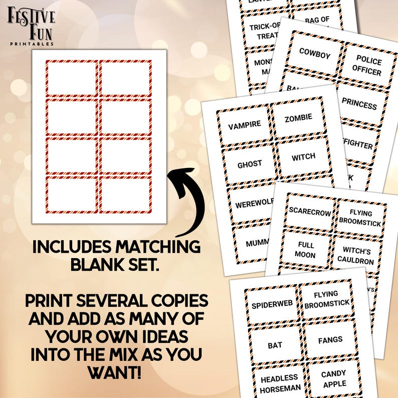 Halloween Charades and Pictionary Prompts, Done-for-you Party Game Card ...