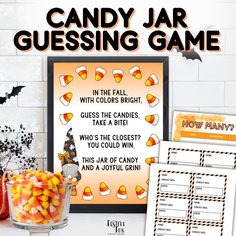 Guess How Many Candy Game Printable Bundle, Rhyming Poem Rules Sign and ...