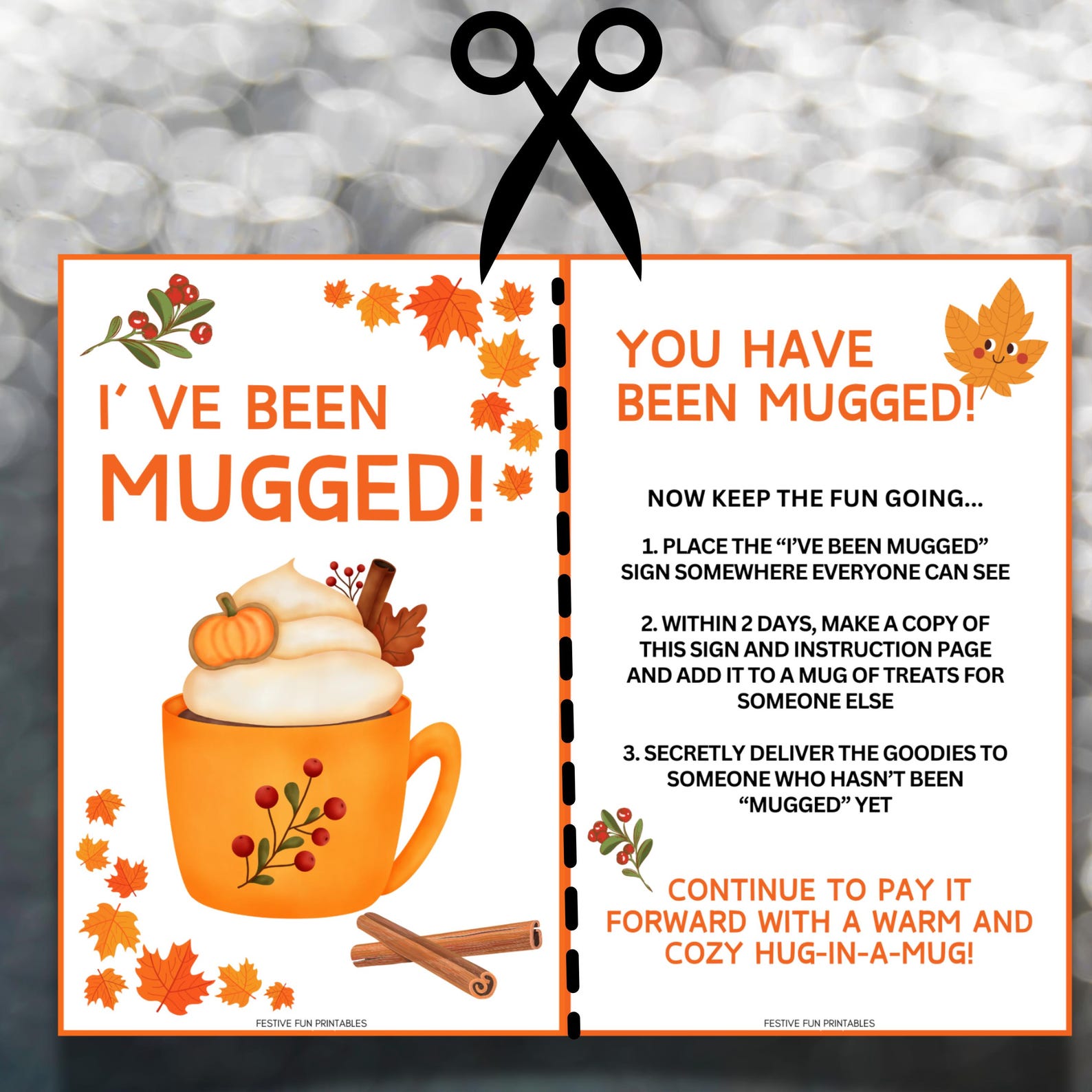 Autumn You've Been Mugged Printable Game, Thanksgiving Hug in a Mug ...
