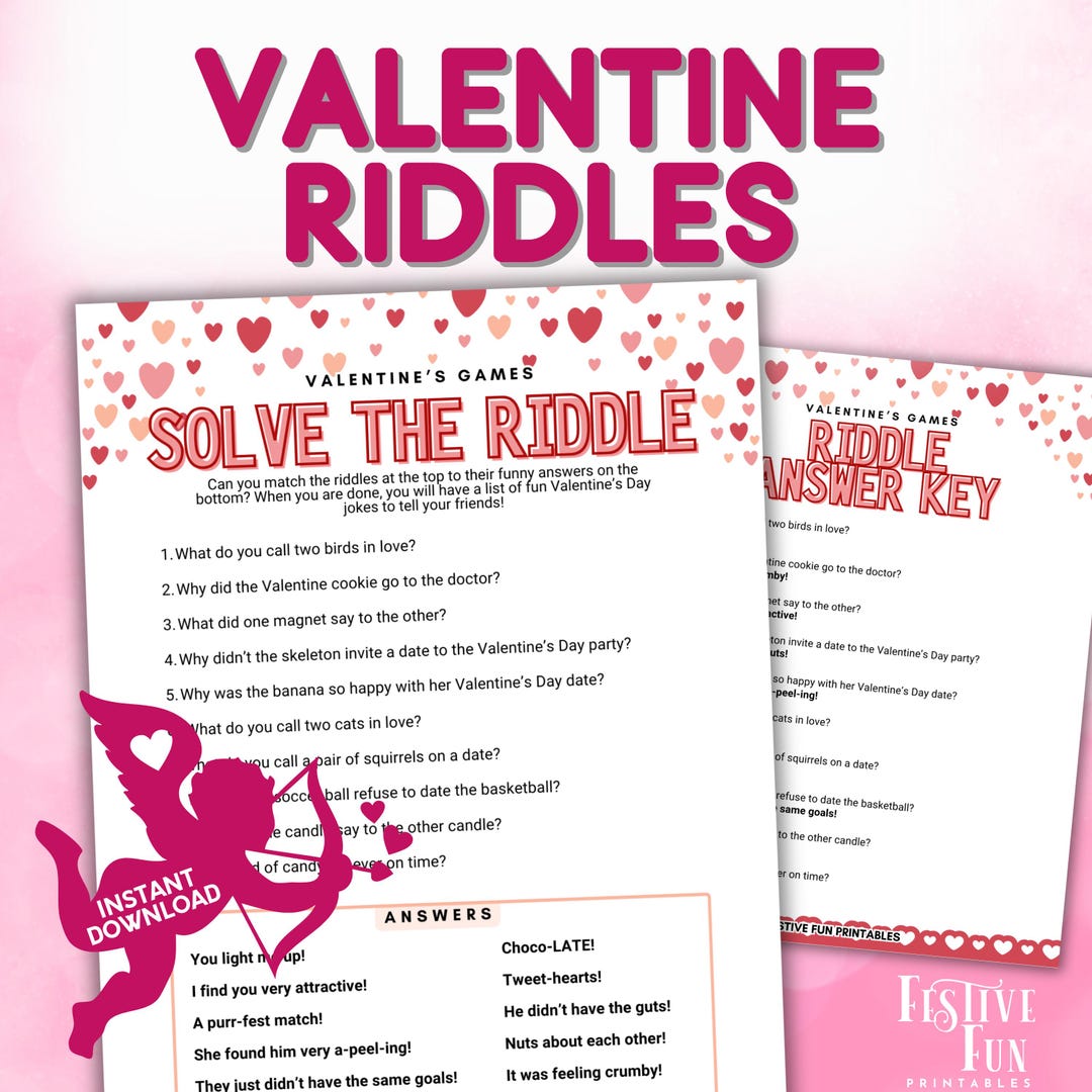 Valentines Day Riddles Printable Game, Fun Easy Kids Tabletop Vday ...