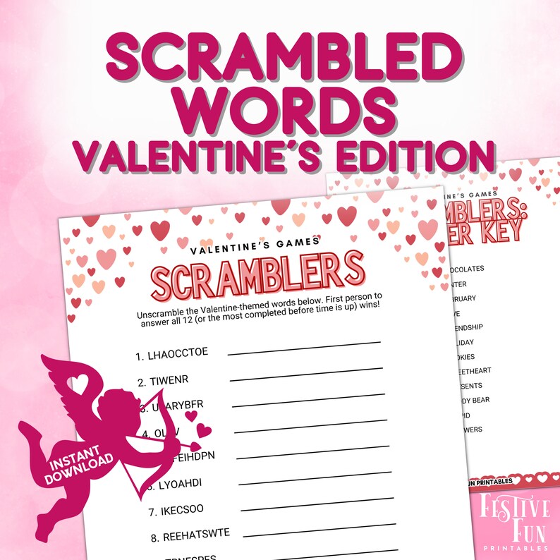 Scrambled Words Valentine's Day Printable Game, Class Party or ...