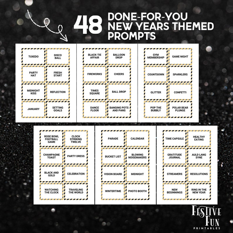 New Years Eve Charades Prompts, Done-for-you NYE Holiday Party Game ...