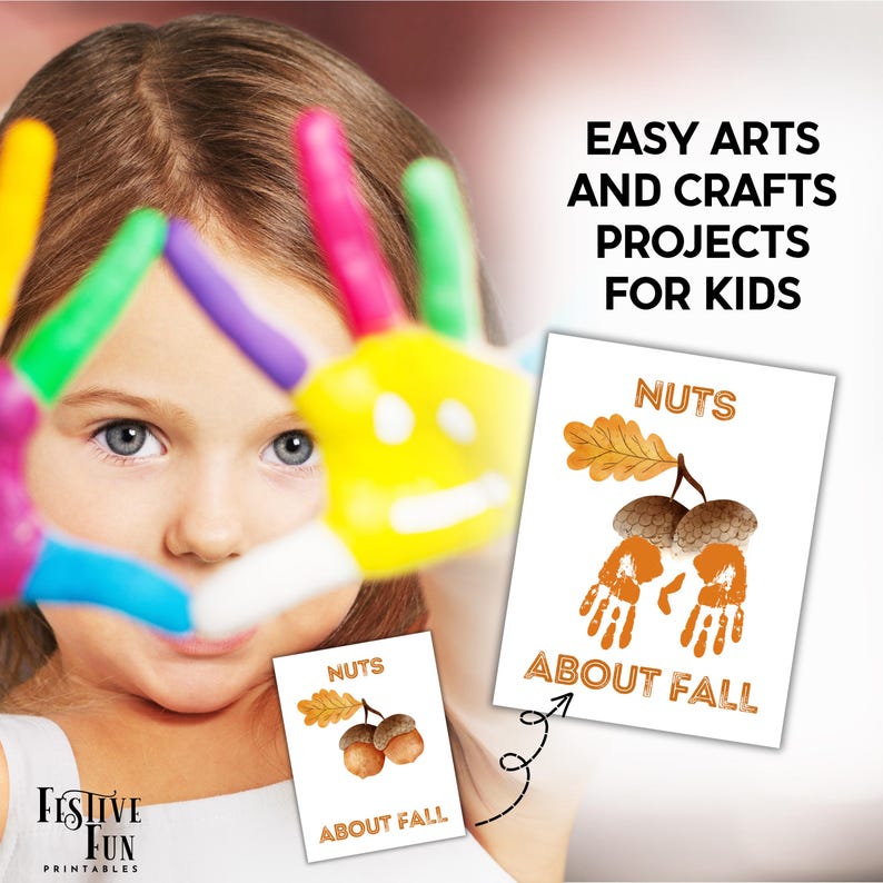 Nuts About Fall Handprint Art for Kids, Funny Acorn Printable DIY ...