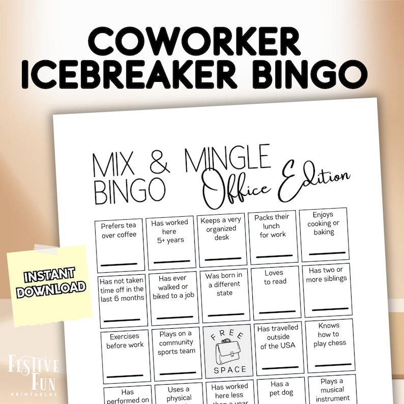 Coworker Bingo Office Icebreaker Game - Printable Team Building Find ...