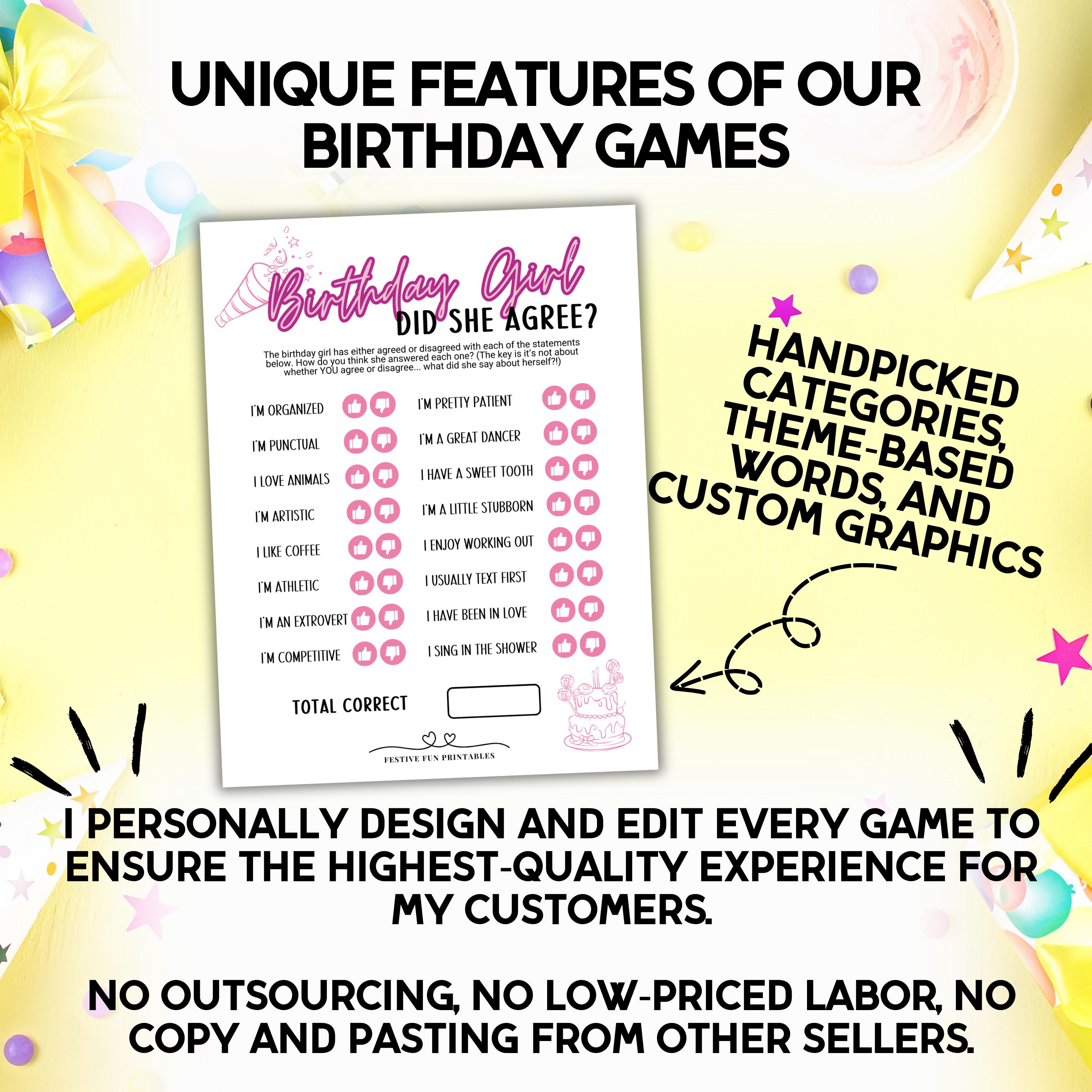 What Did Birthday Girl Say Trivia Game, Fun Printable True False Quiz ...