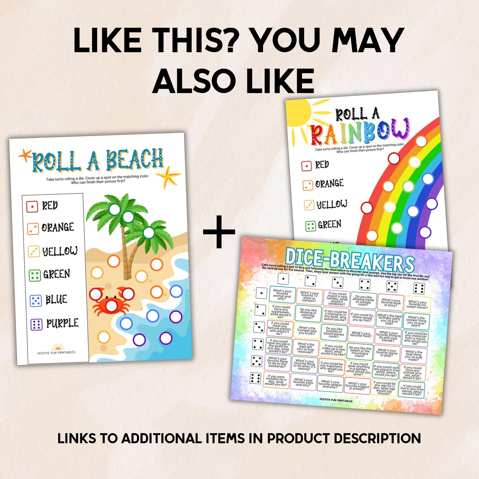 Roll-a-beach Candy Dice Game, Easy Summer Party Game for Kids, Roll a ...