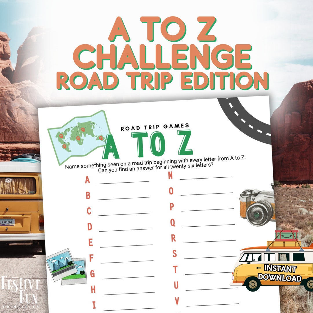 Road Trip A to Z Challenge, Printable Travel Game for Car Rides, Kids ...