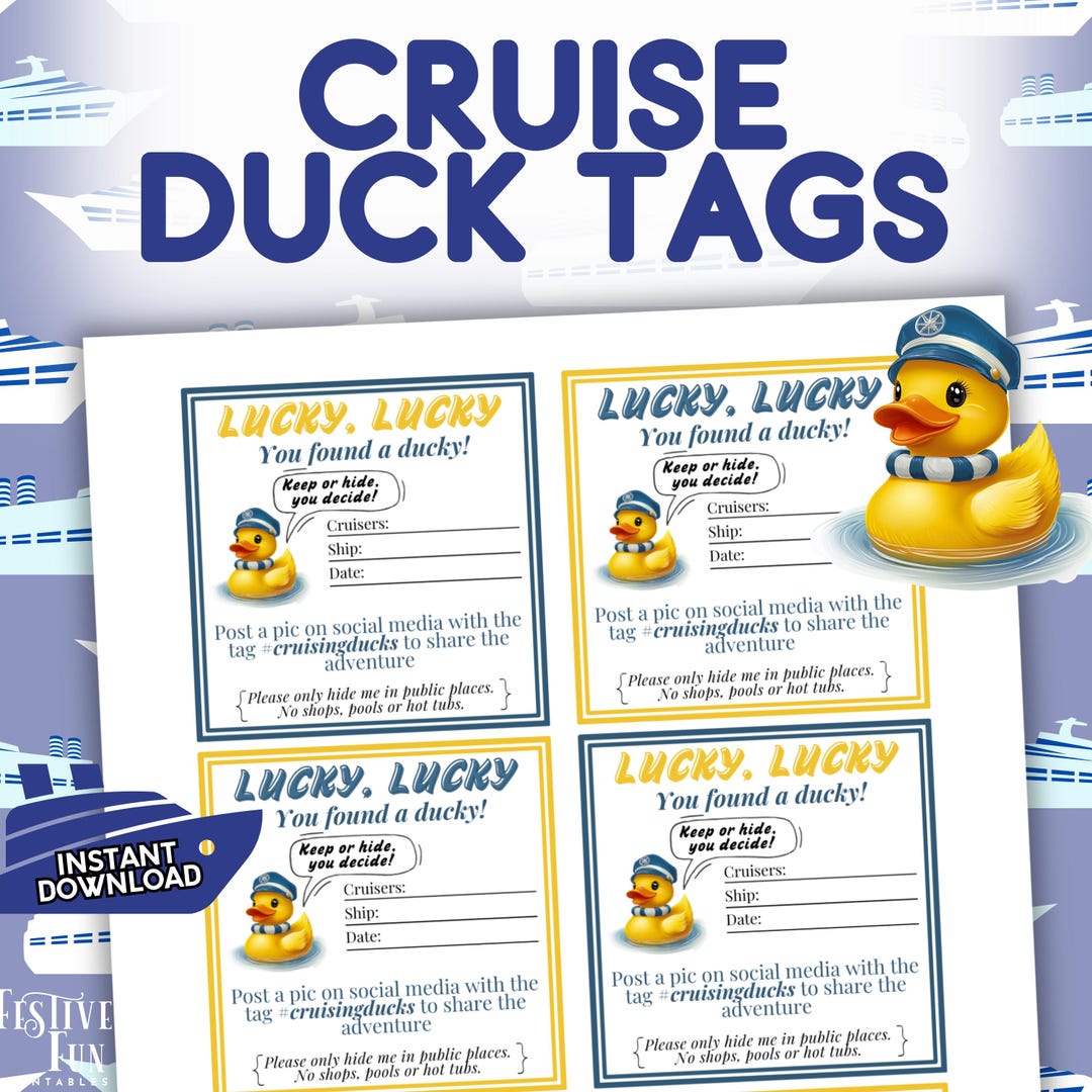 Cruise Duck Tags, Printable Cruise Ship Rubber Duck Hiding Game ...