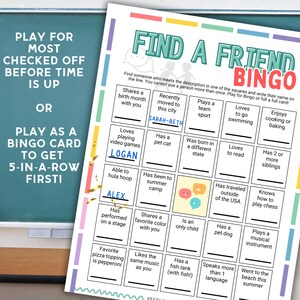 Children's Find a Person Who Icebreaker Bingo Game, Kids Social Human ...