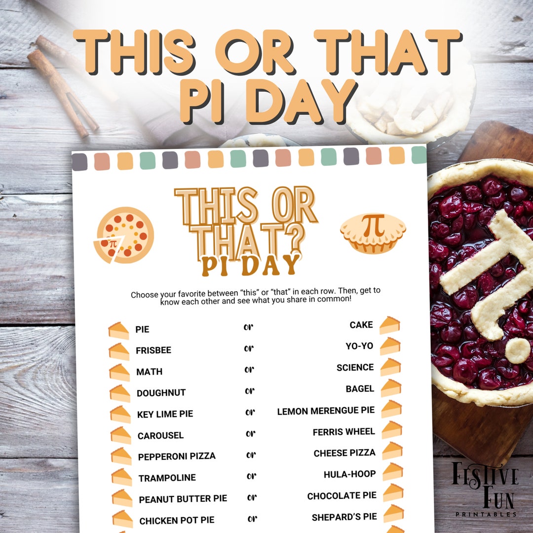 Pi Day This or That, A Fun Would You Rather Game for March 14 Math ...