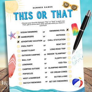 Summer This or That Game, Would You Rather Ice Breaker Activity ...
