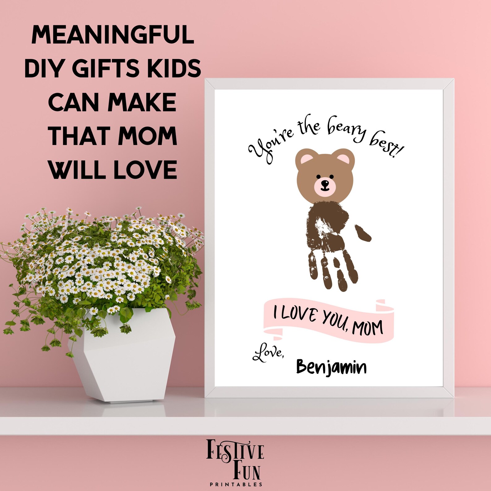 Toddler Handprint Crafts for Mom, DIY Art Coloring Cards for Mom's ...