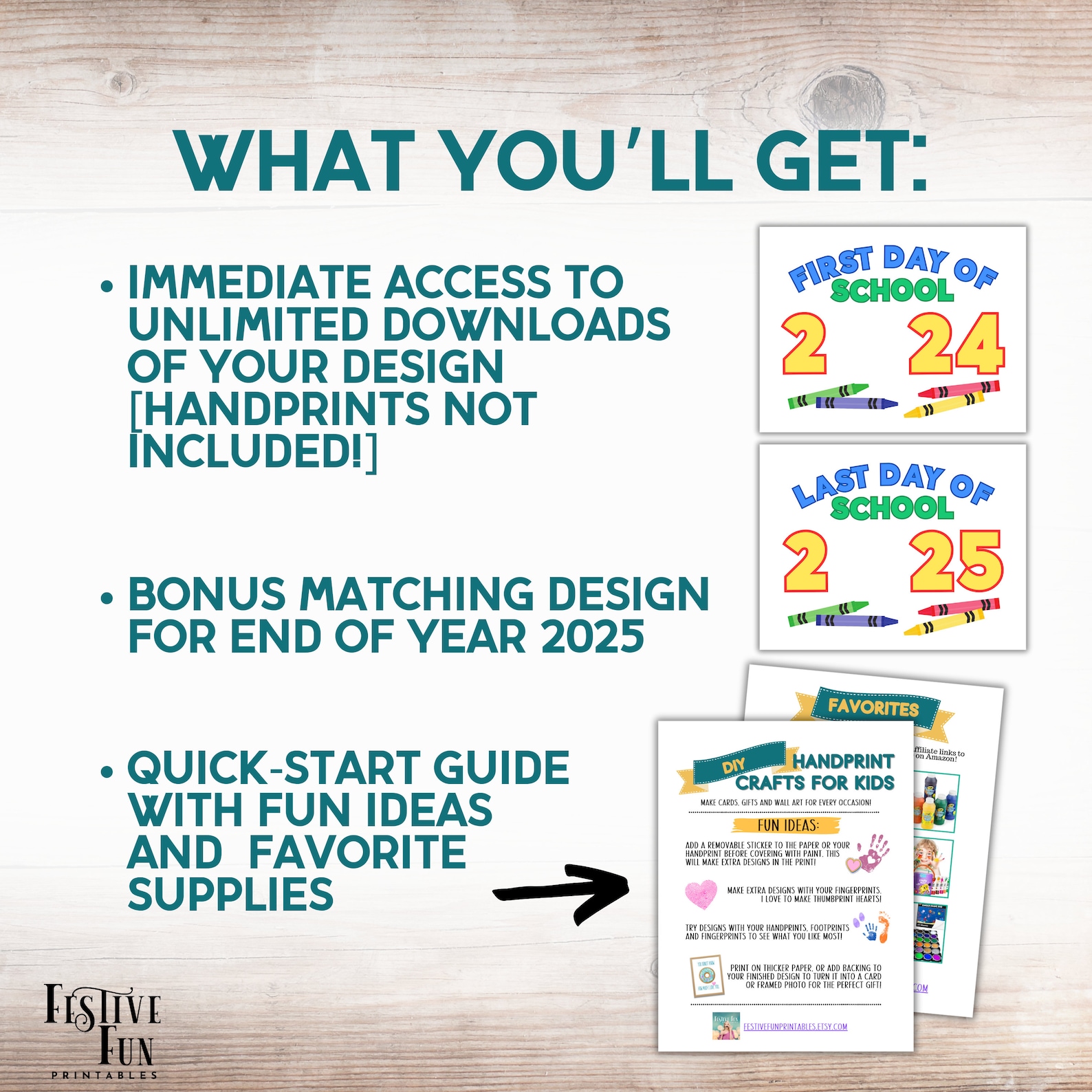 First Day of School 2024 Printable Handprint Art Craft, Back to School ...