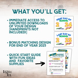 First Day of School 2024 Printable Handprint Art Craft, Back to School ...