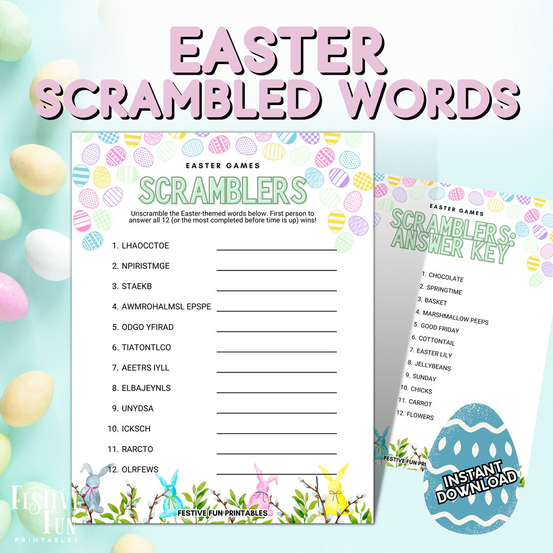 Easter Scrambled Words Printable Game for All Ages, Instant Download ...