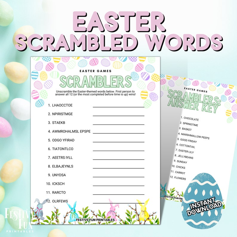 Easter Scrambled Words Printable Game for All Ages, Instant Download ...
