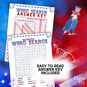USA Word Search, Easy Patriotic American Trivia Game, Independent ...