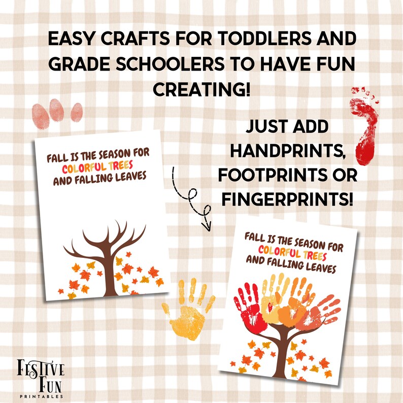 Fall Handprint Craft Bundle for Kids, 16 Printable Fingerprint Art ...