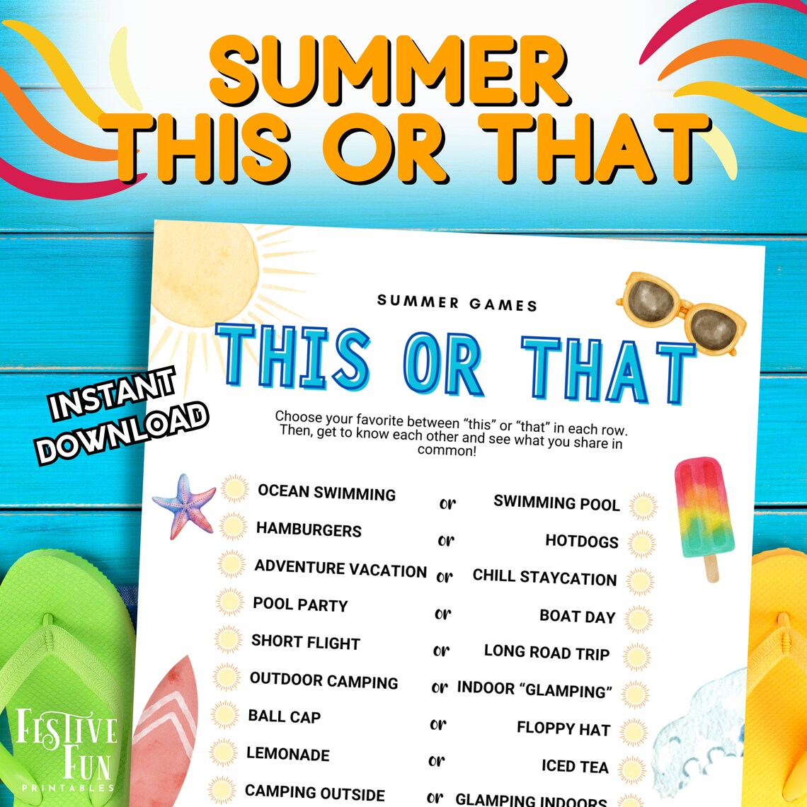 Summer This or That Game, Would You Rather Ice Breaker Activity ...