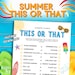Summer This or That Game, Would You Rather Ice Breaker Activity ...