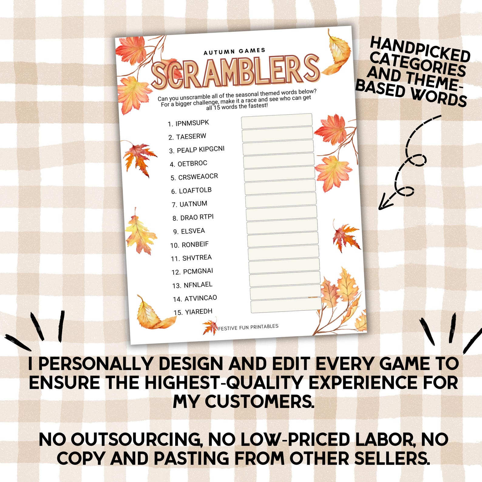 Fall Scrambled Words Autumn Games, Printable Trivia Activity for Fall ...