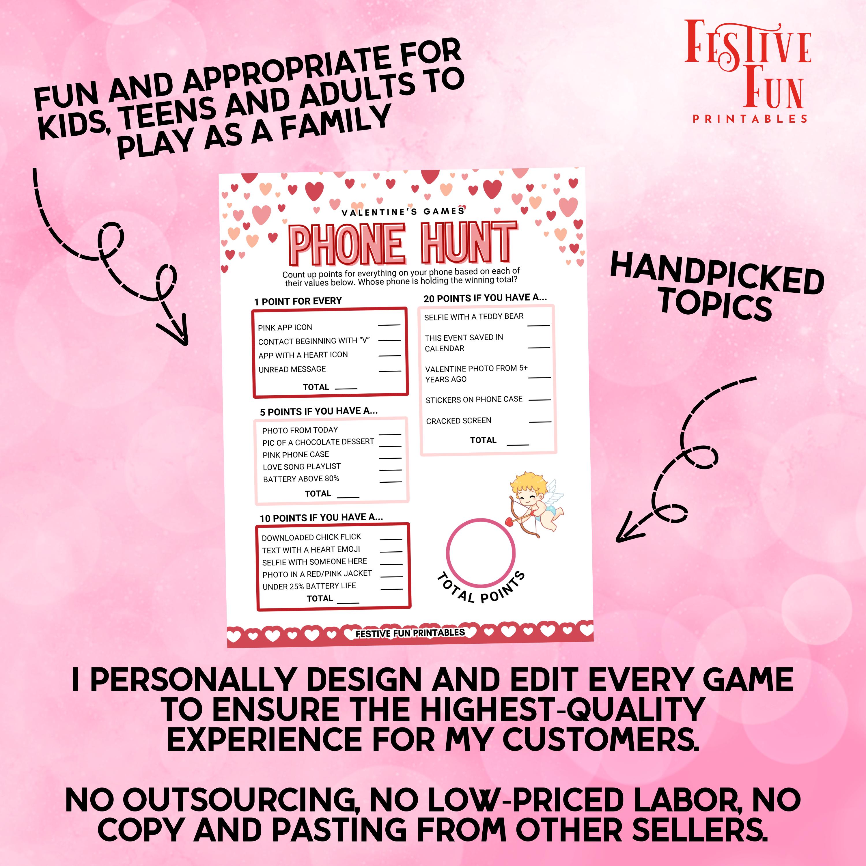 What's on Your Phone Valentines Day Printable Game, Cell Phone ...