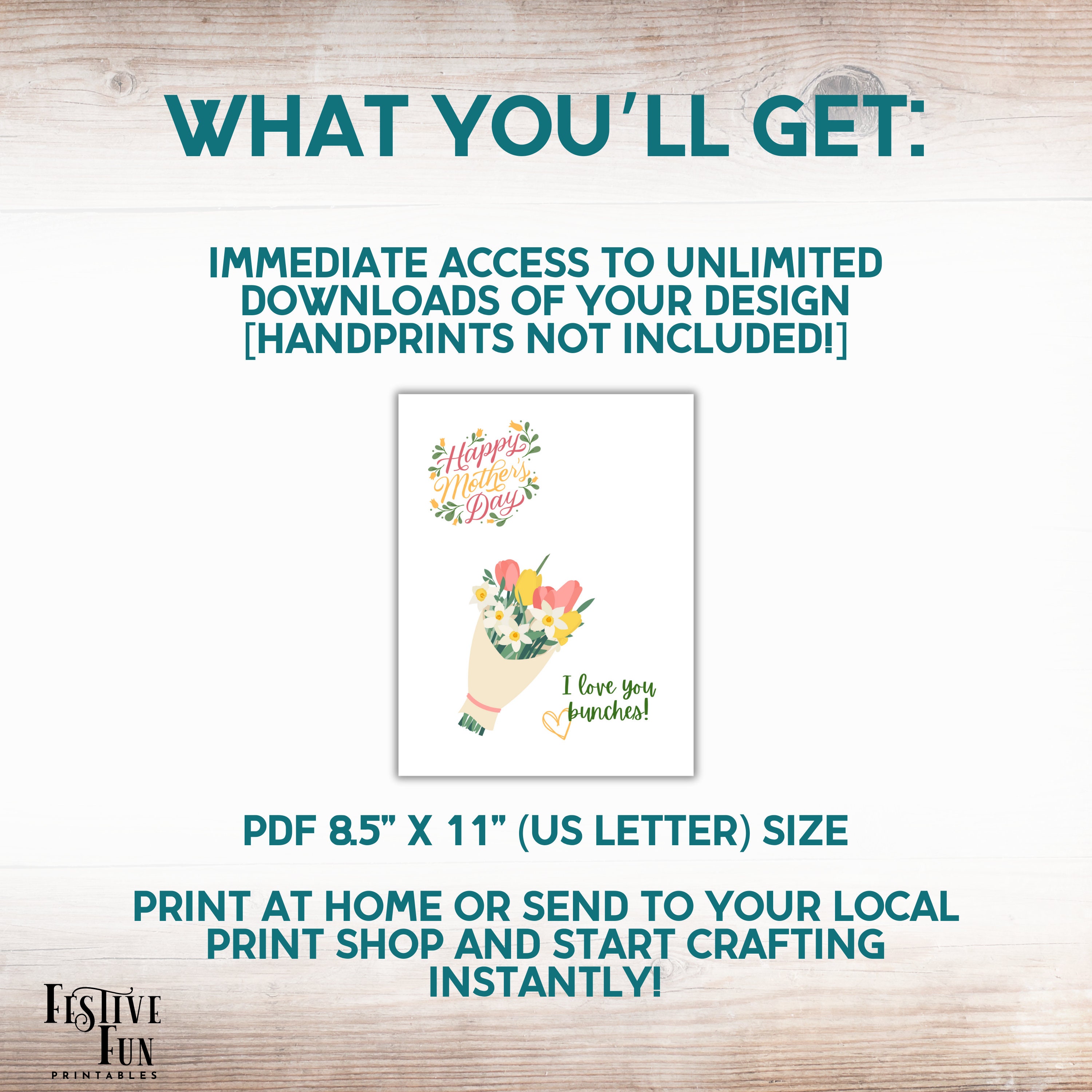 Flower Bouquet Mother's Day Handprint Crafts for Kids, Printable DIY ...