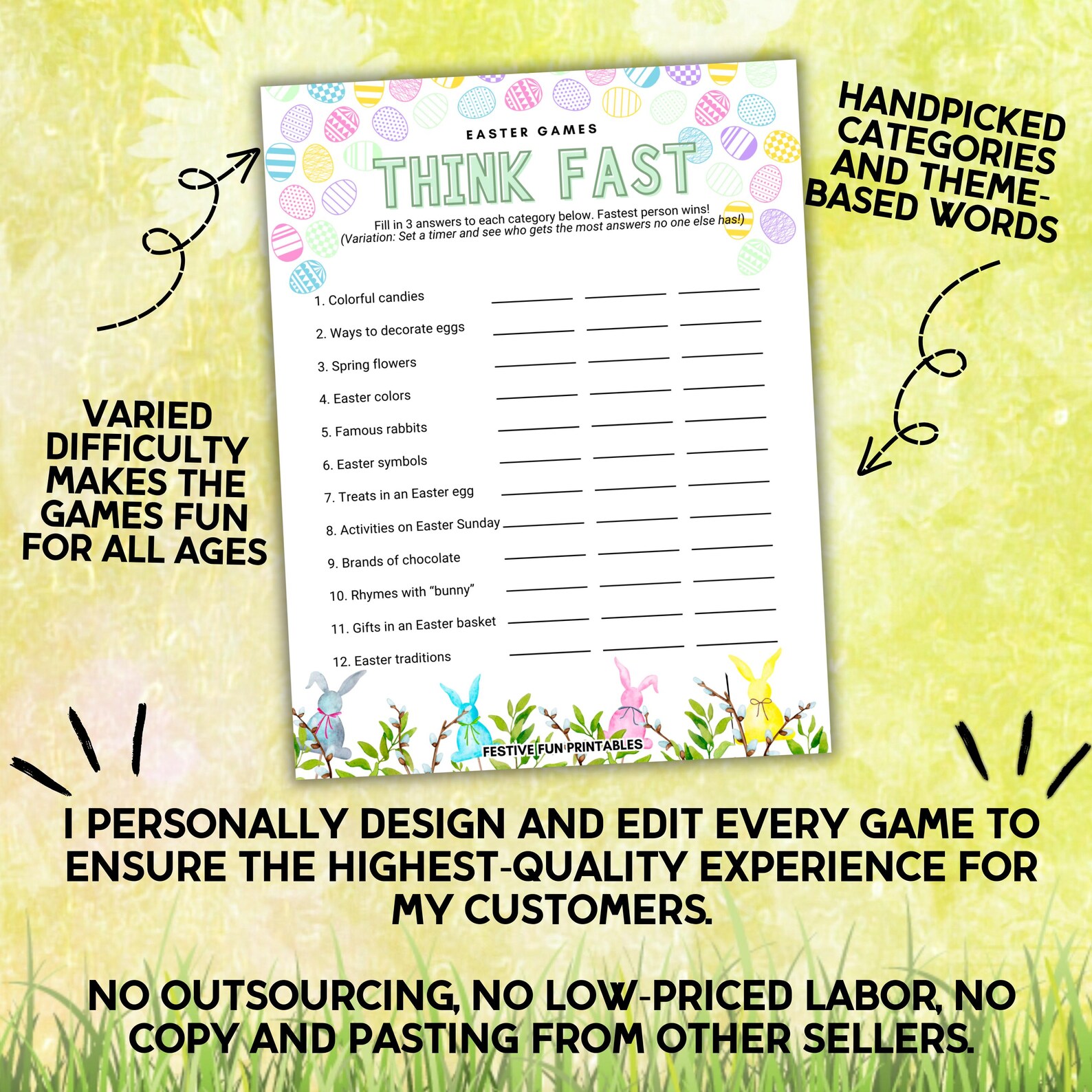 Easter Think Fast Printable Game, Spring Seasonal Easter Trivia ...