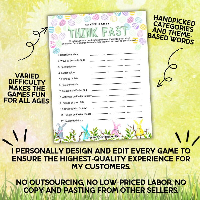 Easter Think Fast Printable Game, Spring Seasonal Easter Trivia ...