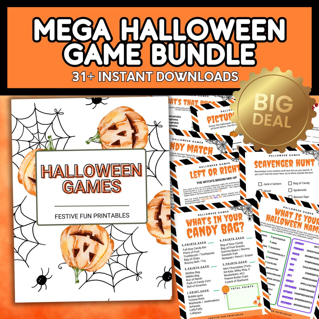 Ultimate Halloween Games Printable Bundle, Over 31 Halloween Trivia ...