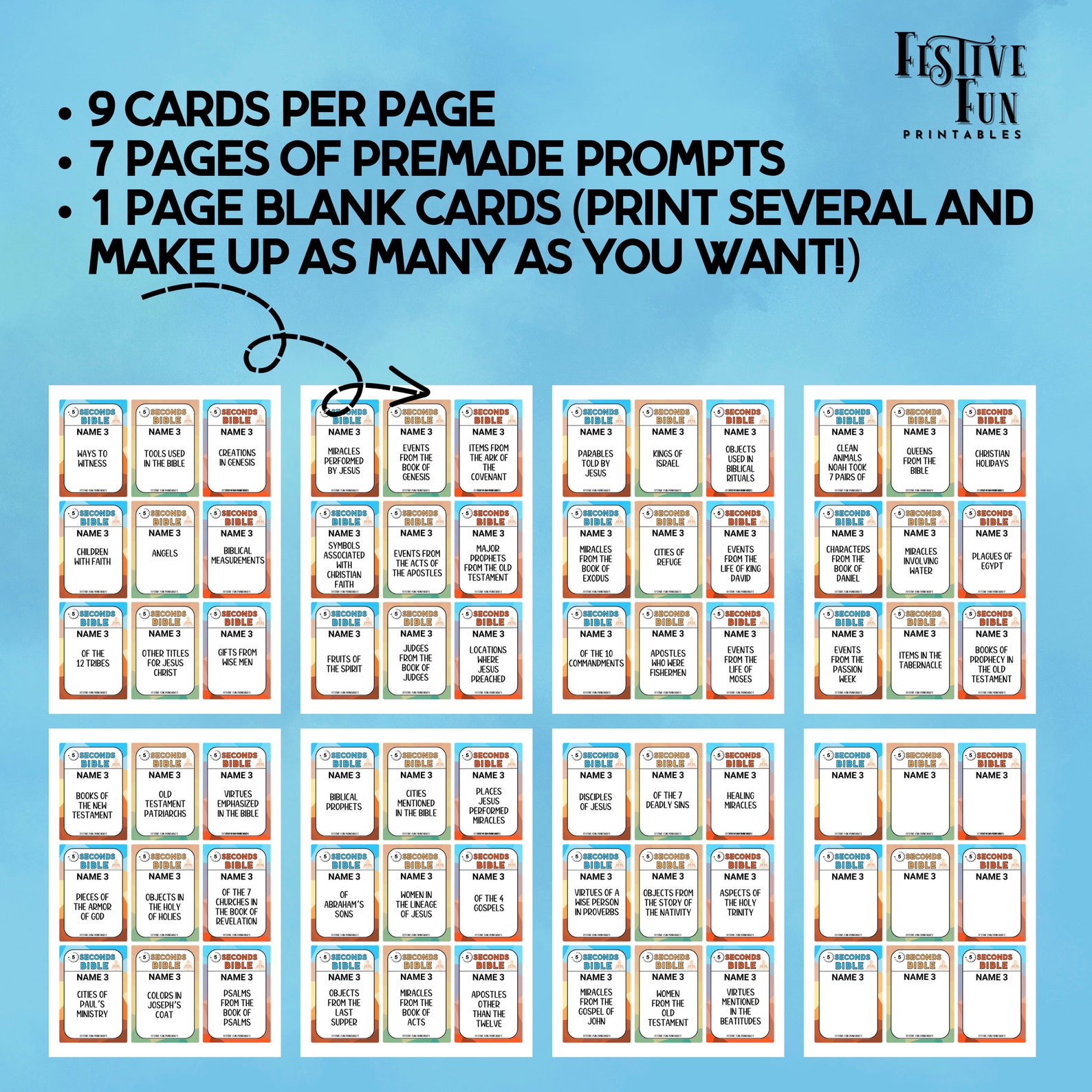 Bible 5 Second Game Printable Game for All Ages, Instant Download Game ...