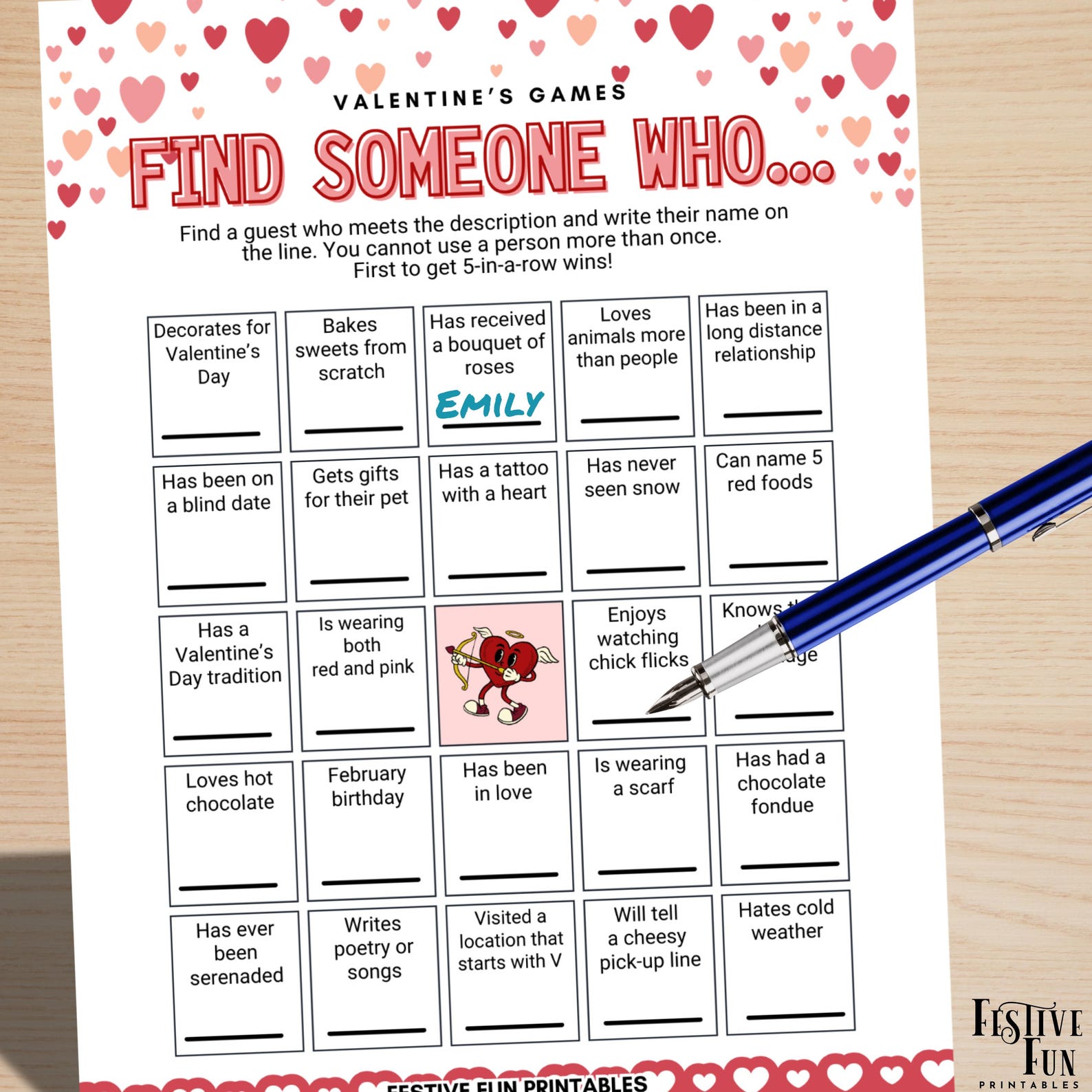 Find Someone Who Valentine's Day Bingo, Mix and Mingle Human Bingo ...