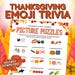 Thanksgiving Emoji Trivia Picture Puzzles, Fun Easy Friendsgiving Group ...
