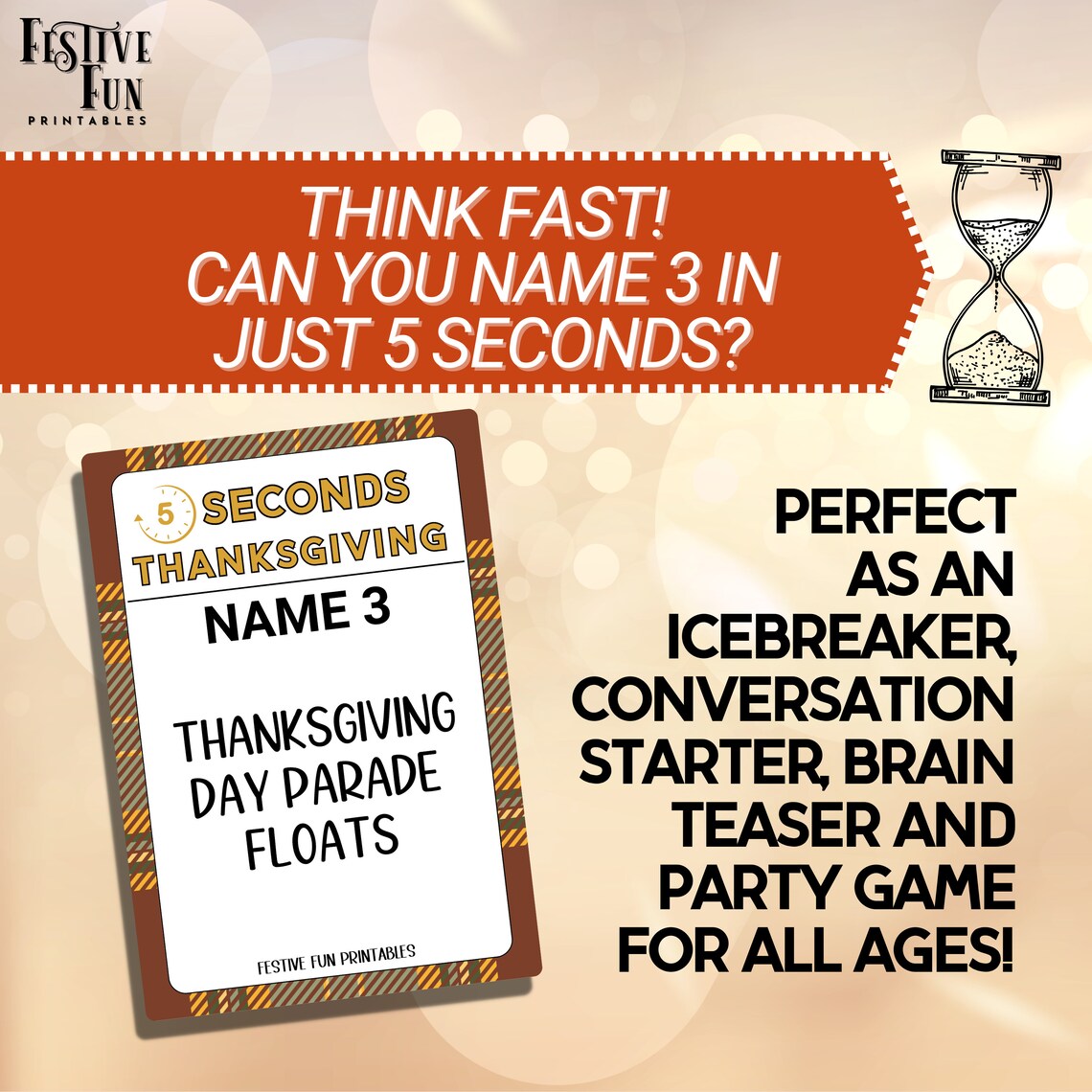 Thanksgiving 5 Second Game Printable, Five Seconds to Think Fast ...
