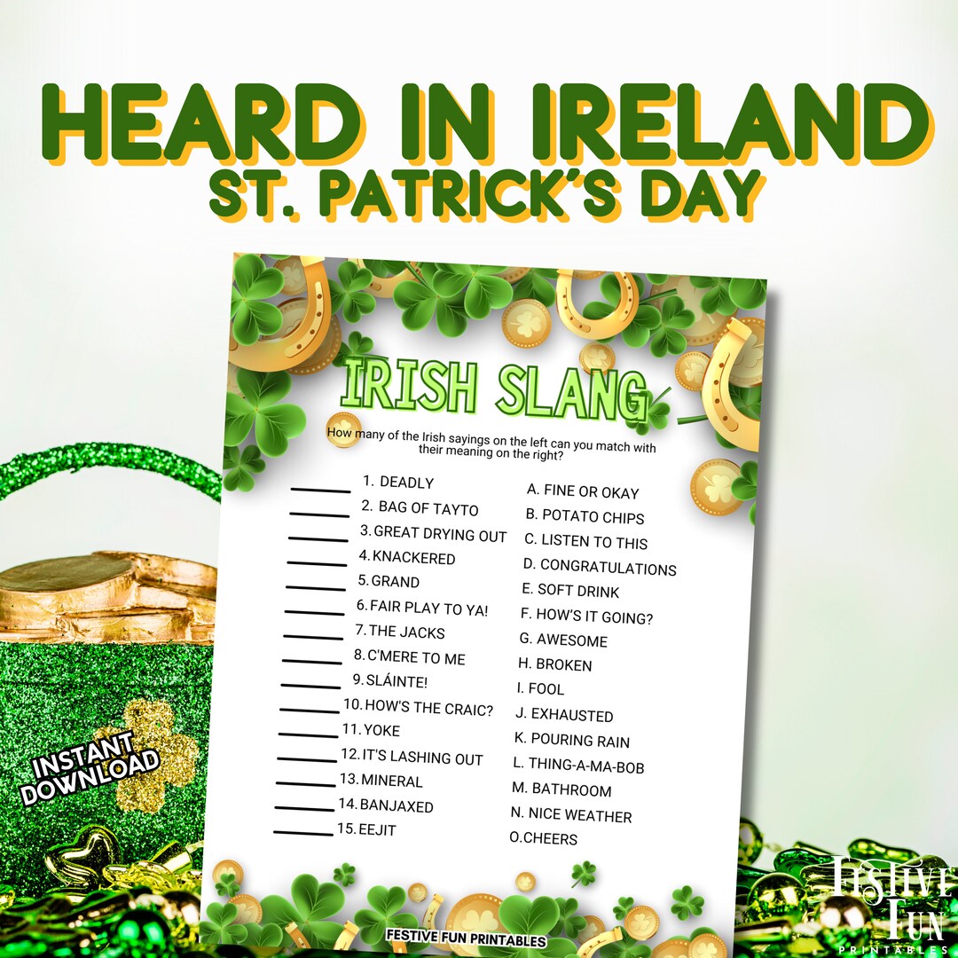 Irish Slang Trivia Game, Words Heard in Ireland Funny St. Patricks Day ...