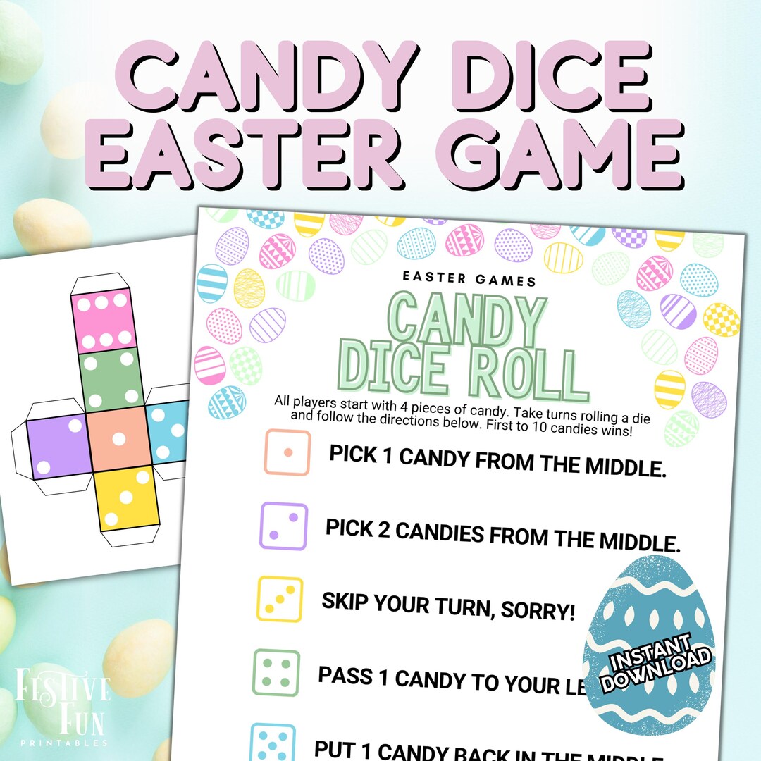 Easter Candy Dice Exchange Printable Game, Easy Fast Fun Easter Basket ...